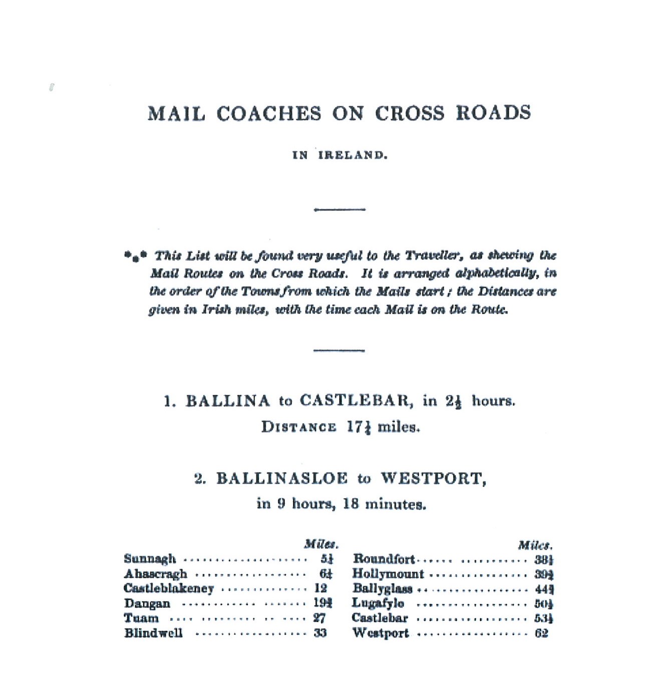 Mail Coaches - Moylough Heritage Society