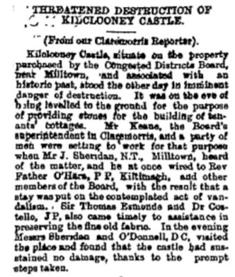 Threatened Destruction of Kilclooney Castle - Milltown Heritage Group