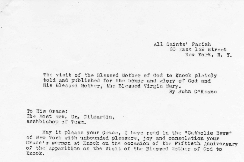 Letter to his Grace - Milltown Heritage Group