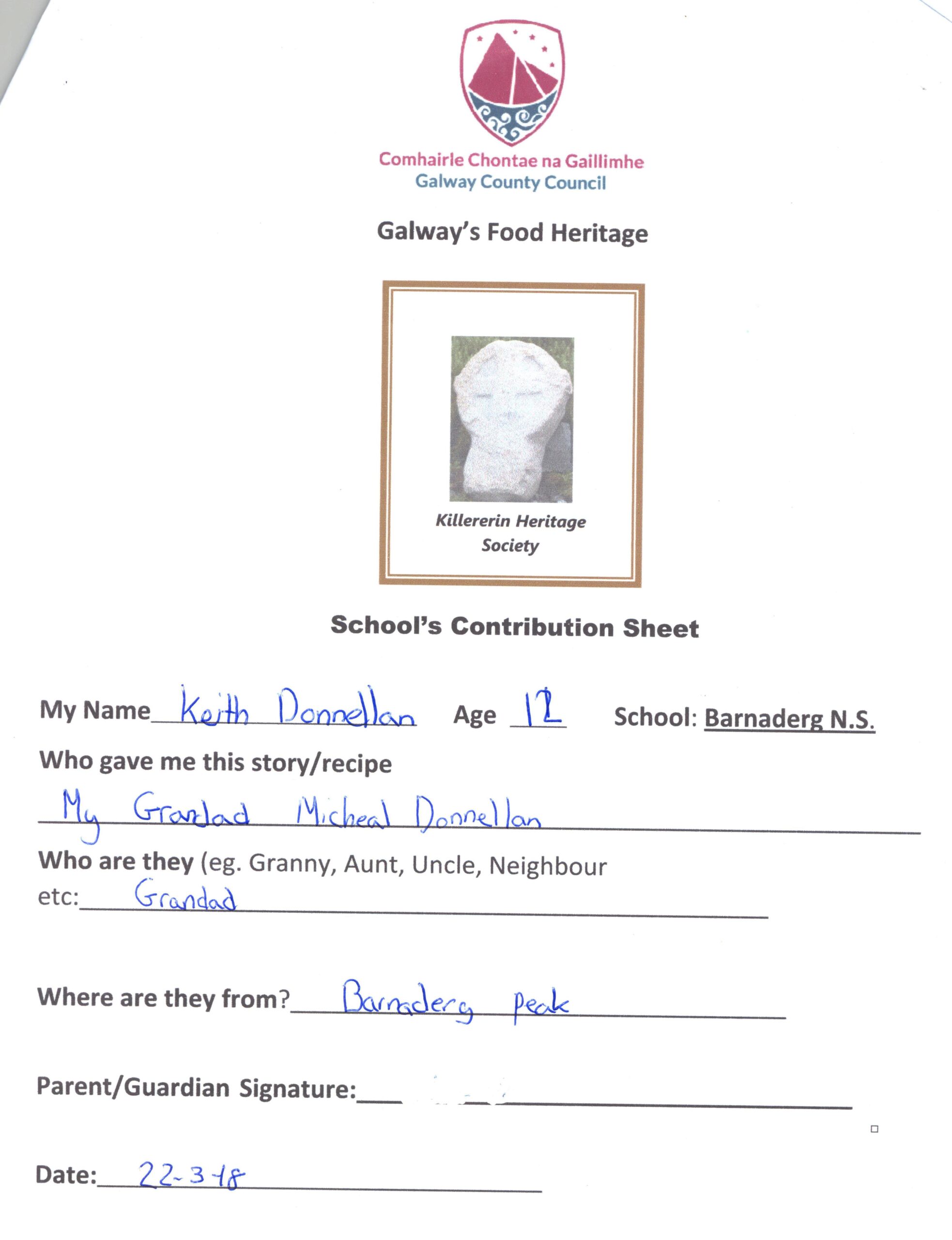 What we used to eat - Killererin Heritage Group