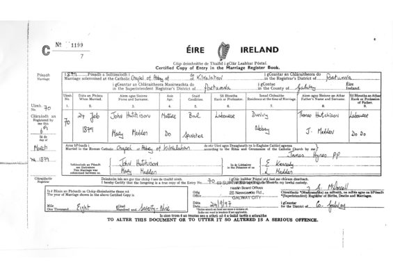 Marriage Certificate - Abbey and District Heritage